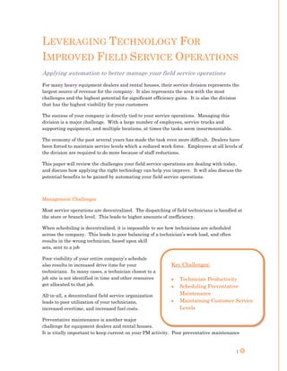 DSi white paper: Leveraging technology for improved field service ...
