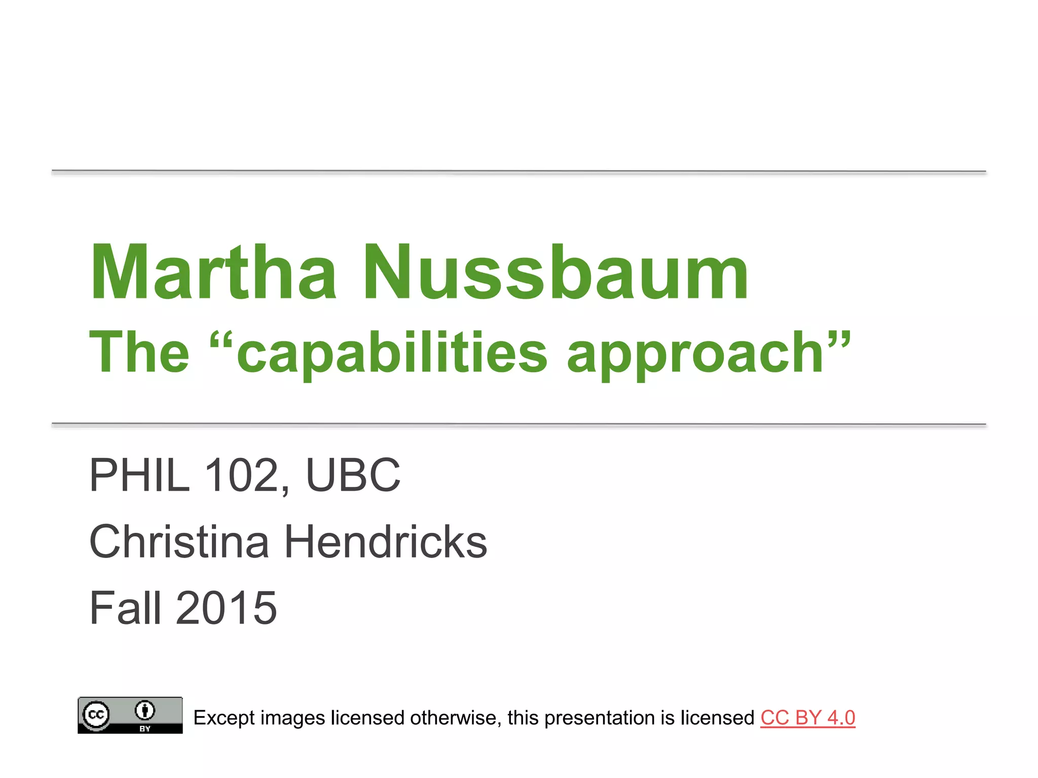 Martha Nussbaum on the "capabilities approach" | PPTX
