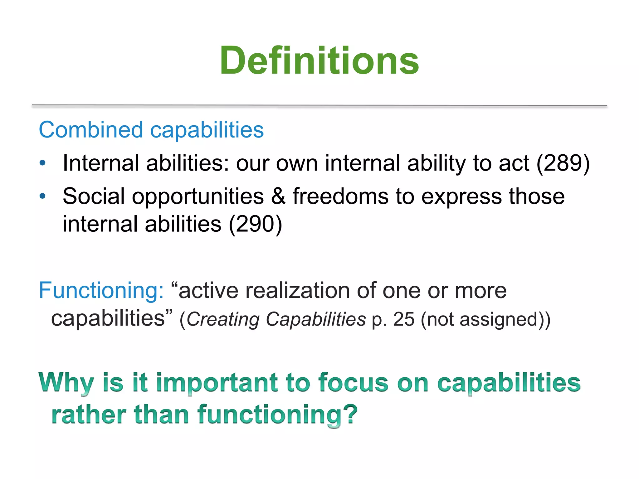 Martha Nussbaum on the "capabilities approach" | PPTX
