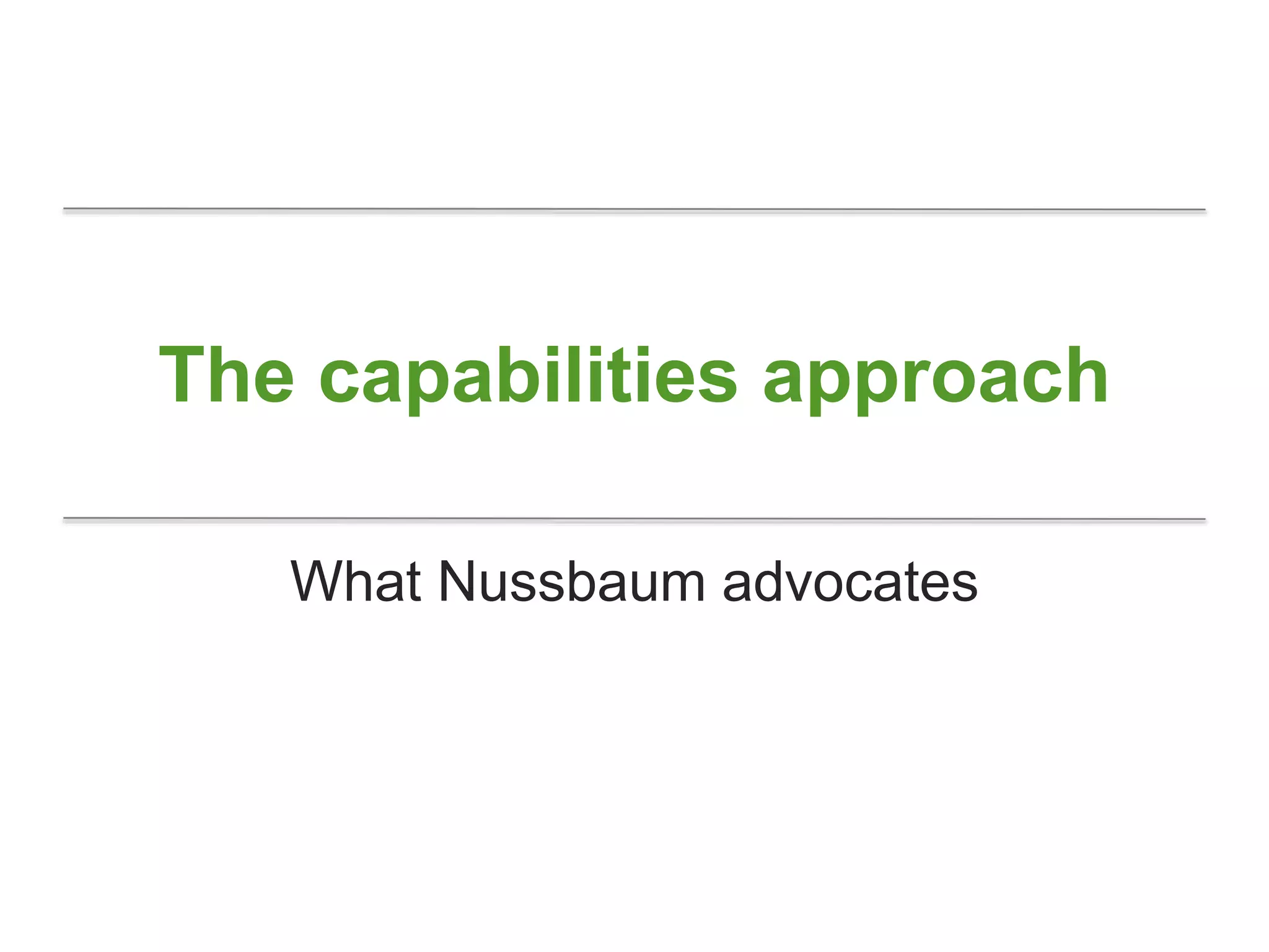 Martha Nussbaum on the "capabilities approach" | PPTX