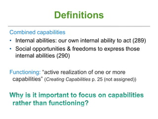 Martha Nussbaum on the "capabilities approach" | PPTX
