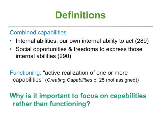 Martha Nussbaum on the "capabilities approach" | PPTX