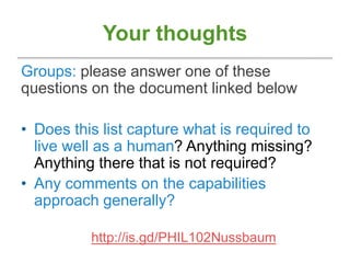 Martha Nussbaum on the "capabilities approach" | PPTX