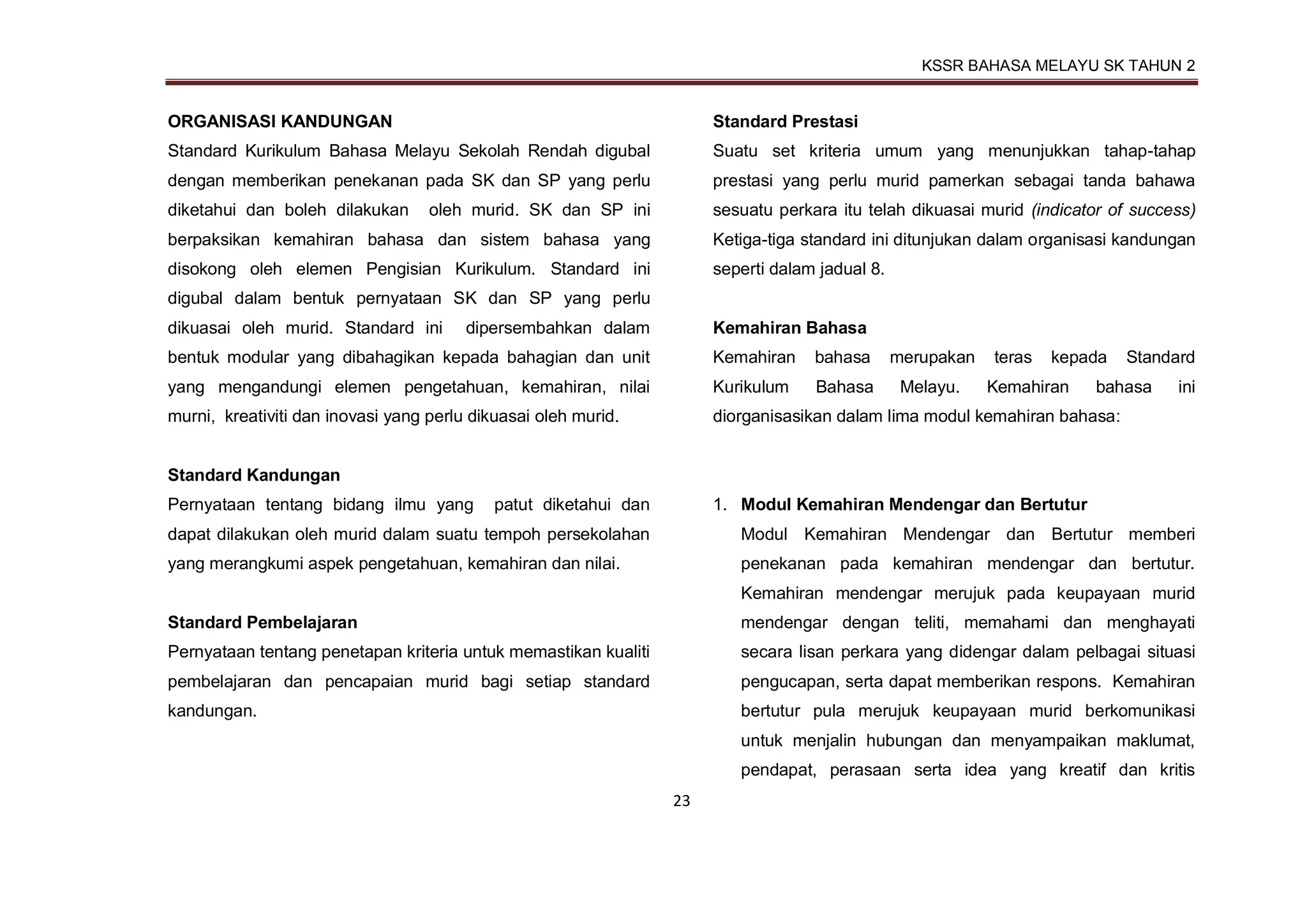 DSKP BM TAHUN 2 | PDF