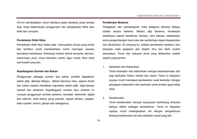 Dskp kssm bahasa melayu tingkatan 1 | PDF