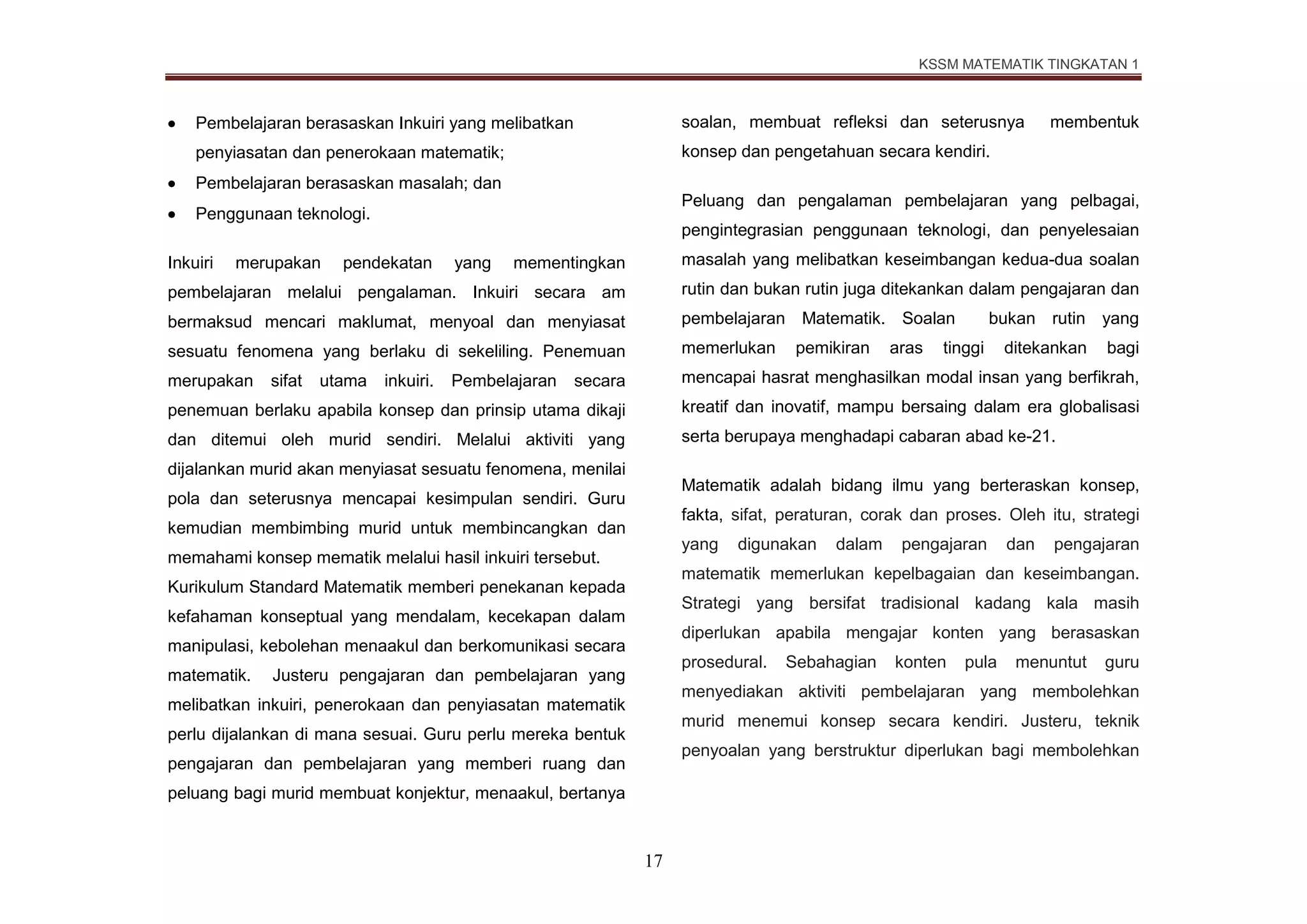 DSKP MATEMATIK KSSM TINGKATAN 1 | PDF