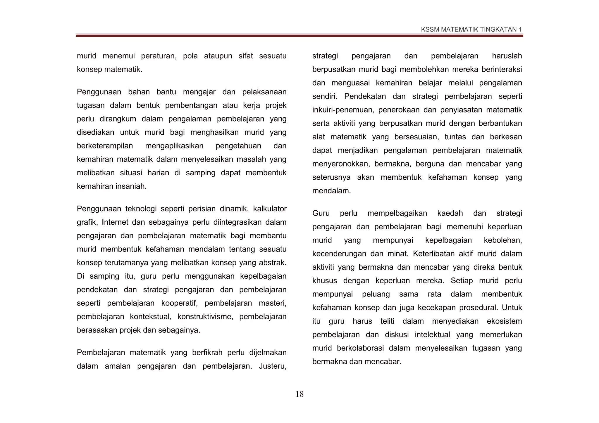 DSKP MATEMATIK KSSM TINGKATAN 1 | PDF