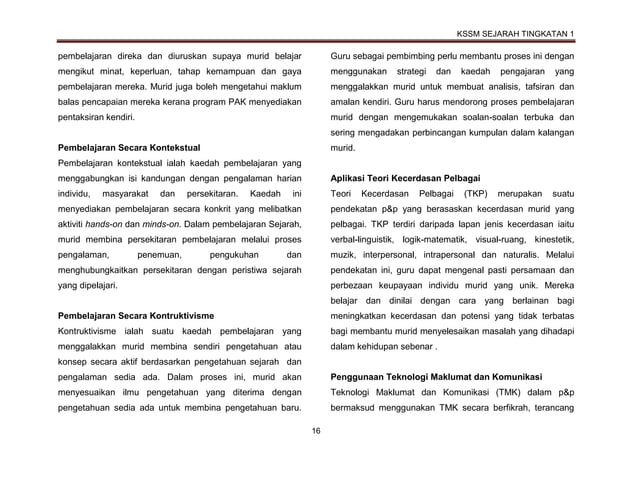 DSKP KSSM SEJARAH TING 1 dokumen standard kurikulum dan pentaksiran sejarah | PDF