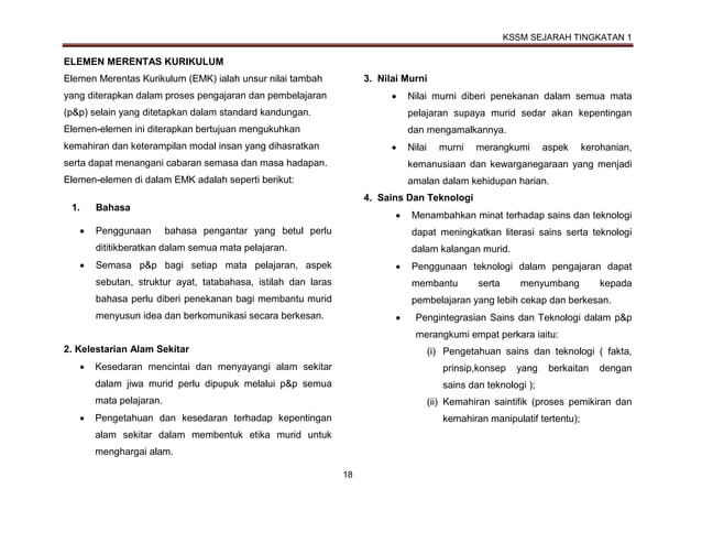 DSKP KSSM SEJARAH TING 1 dokumen standard kurikulum dan pentaksiran sejarah | PDF