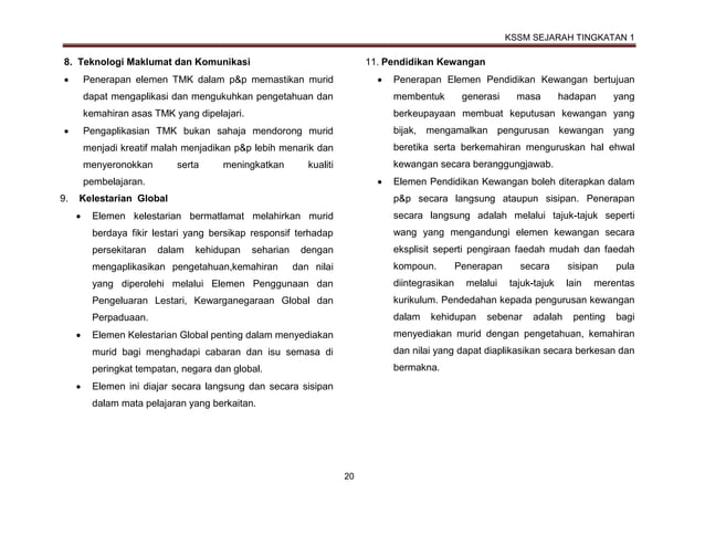 DSKP KSSM SEJARAH TING 1 dokumen standard kurikulum dan pentaksiran sejarah | PDF