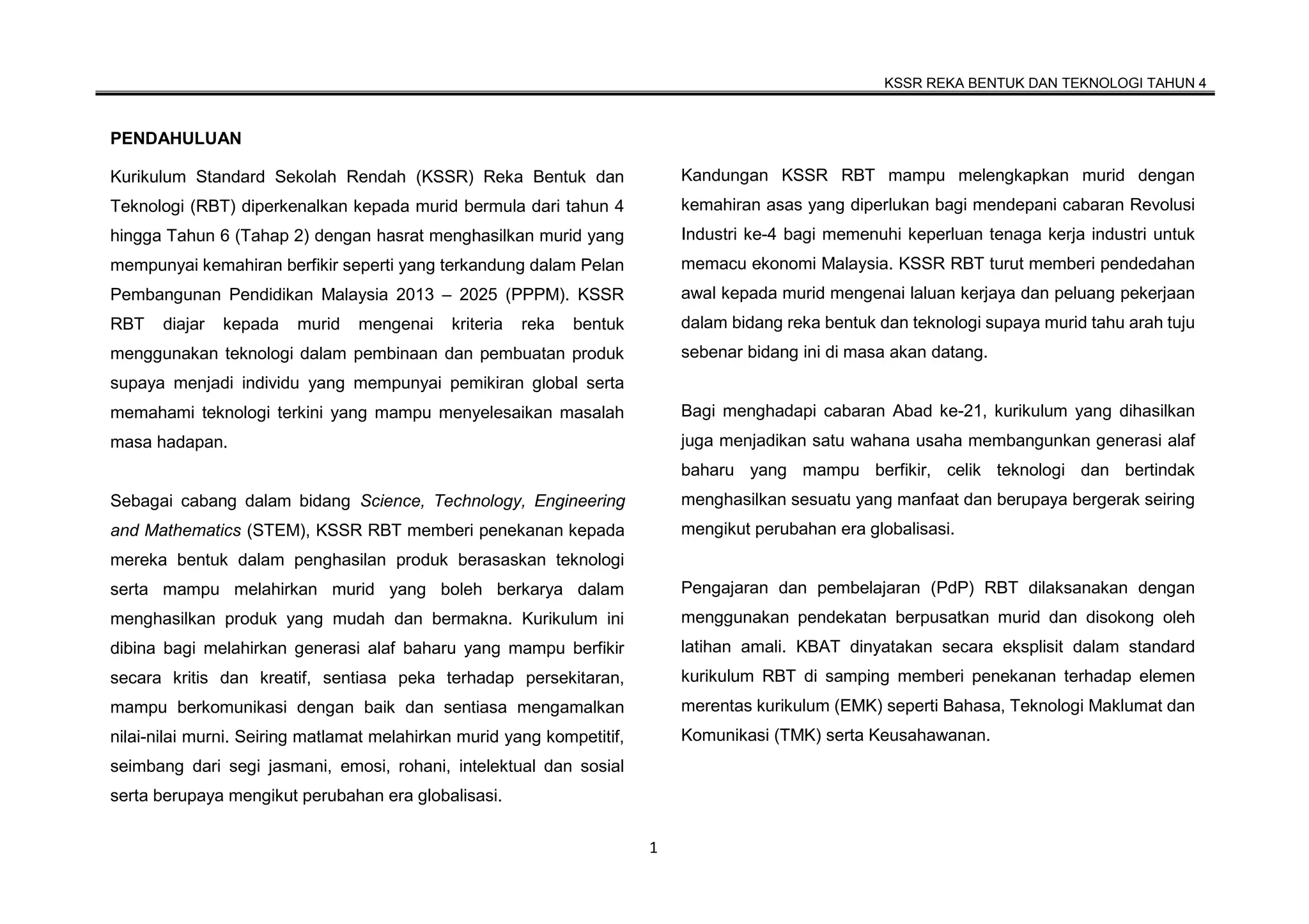 DSKP KSSR SEMAKAN 2017 REKA BENTUK DAN TEKNOLOGI TAHUN 4 2020 | PDF