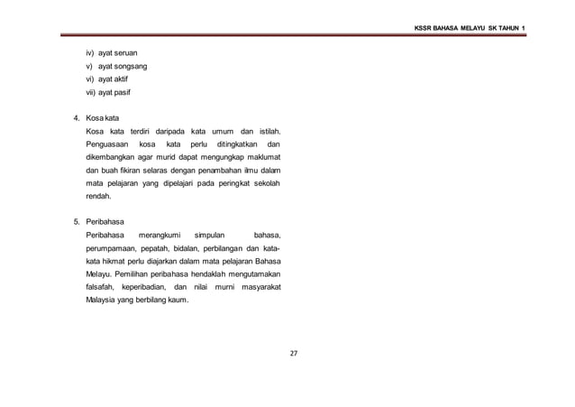 DSKP KSSR SEMAKAN BAHASA MELAYU SK TAHUN 1 | PDF