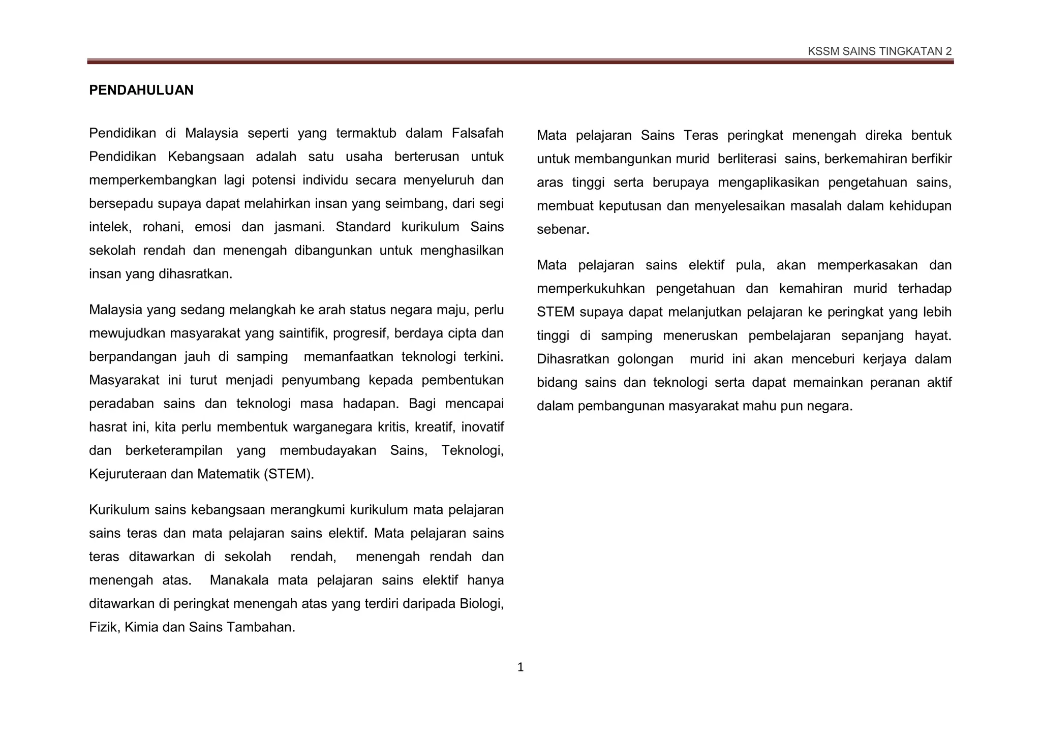 dokumen standard subjek sains tingkatan dua pdf | PDF