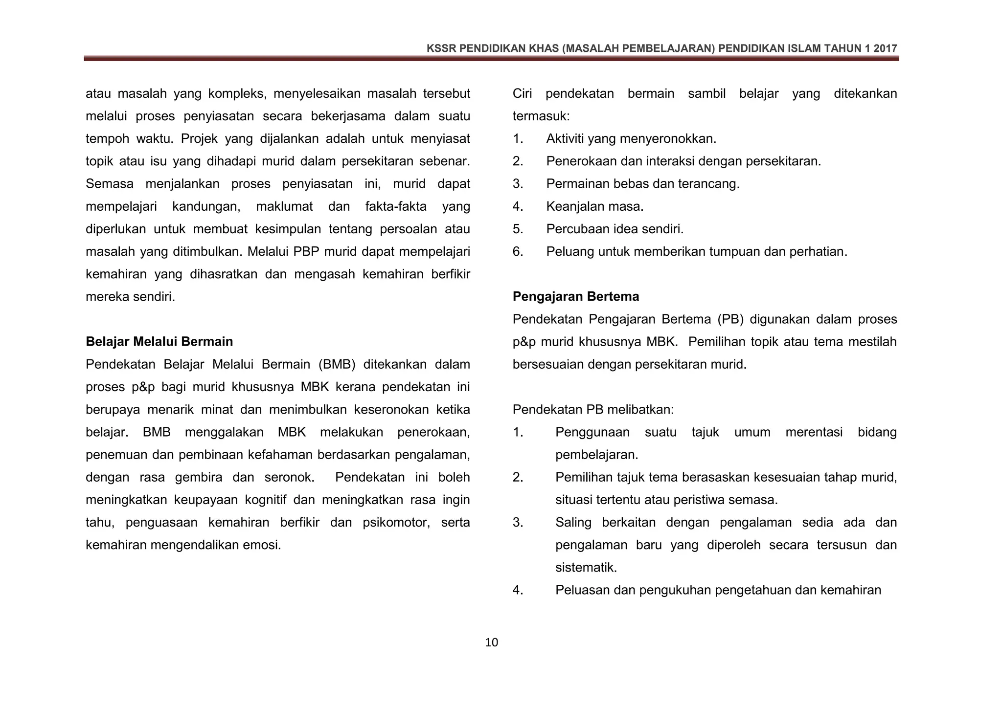 DSKP TAHUN 1 PENDIDIKAN ISLAM PENDIDIKAN KHAS | PDF