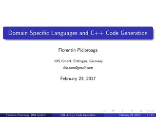 Domain Specific Languages and C++ Code Generation | PDF | Web Development | Internet