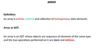 Data Strctures - Array and its representation | PPT