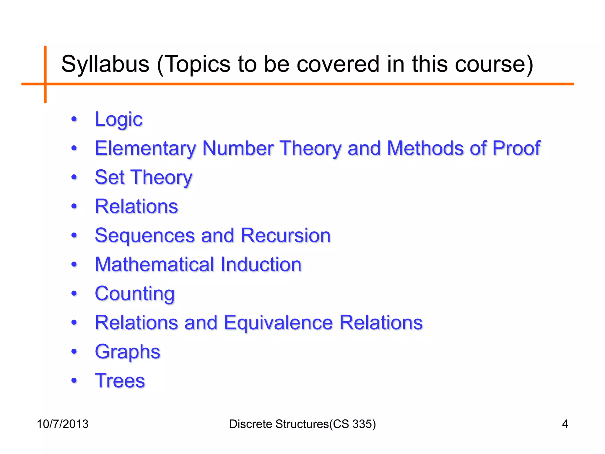 Discrete Structures. Lecture 1 | PDF