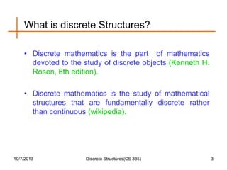 Discrete Structures. Lecture 1 | PDF