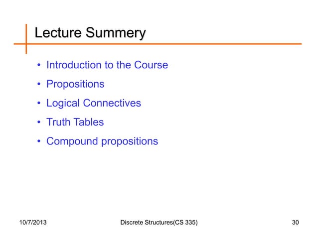 Discrete Structures. Lecture 1 | PDF