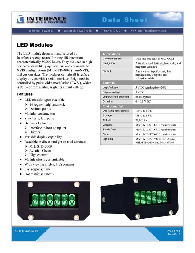 LED Modules Data Sheet (Interface Displays) | PDF | Consumer ...