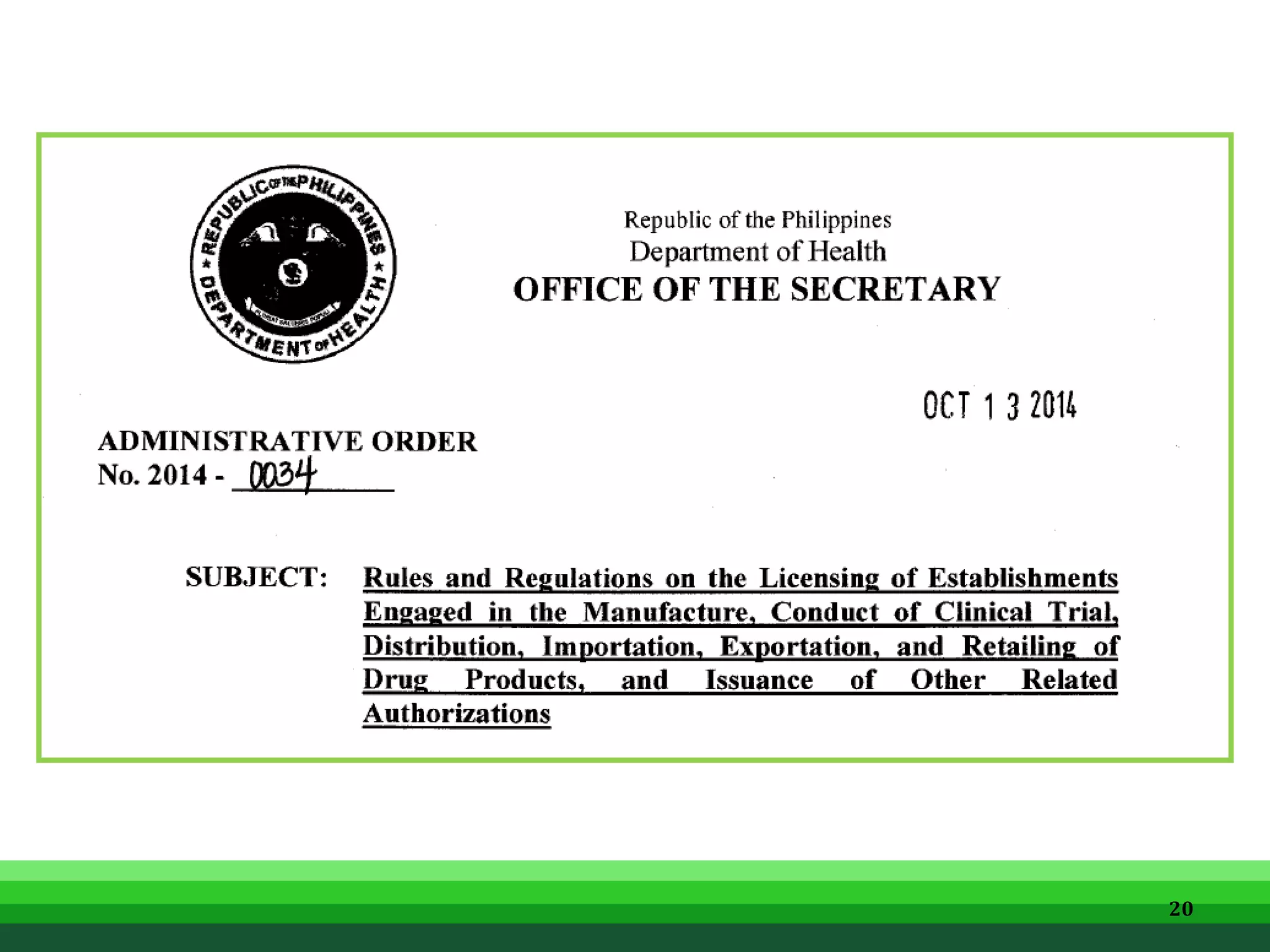 Administrative Order No. 2014-0034 | PDF