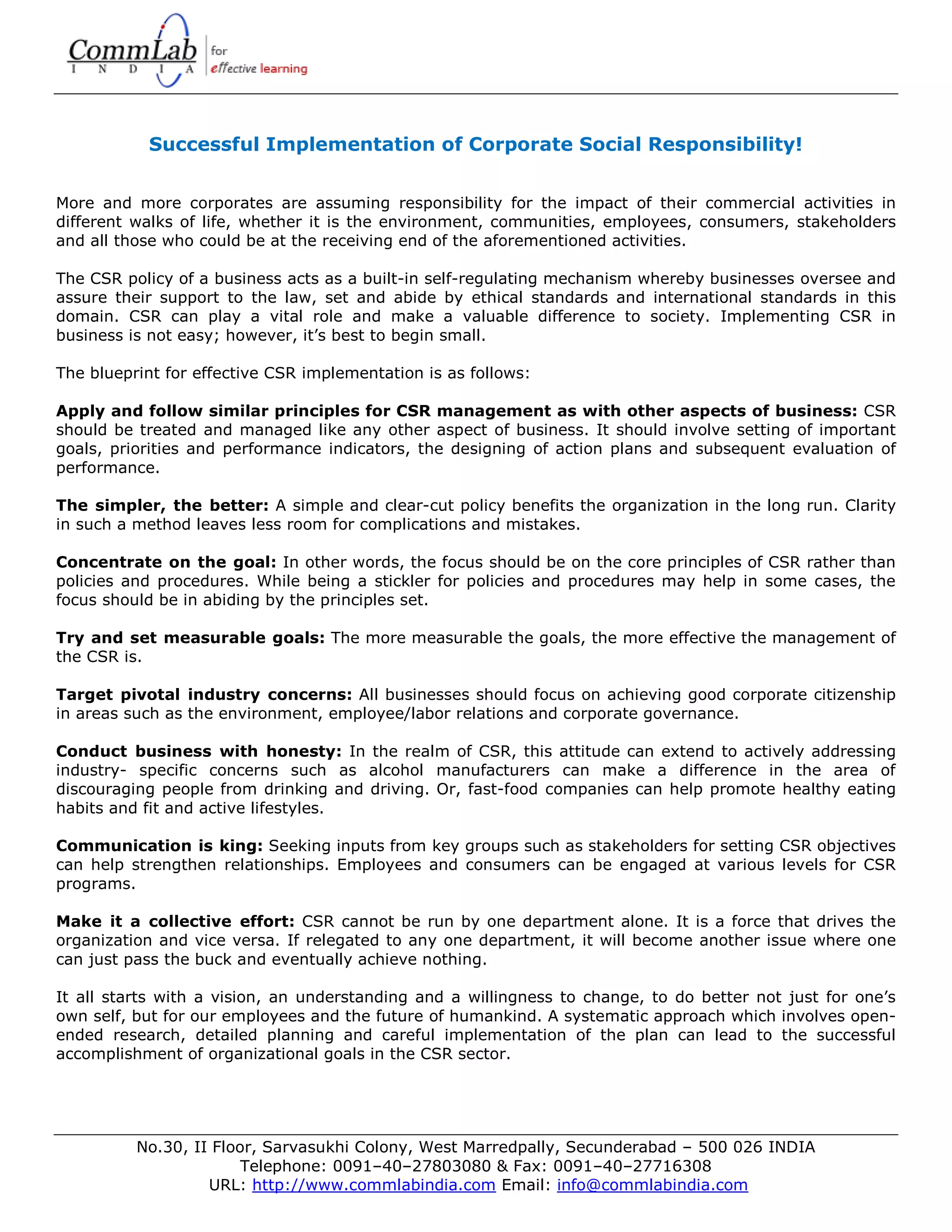 What are the simple steps for successful implementation of corporate ...