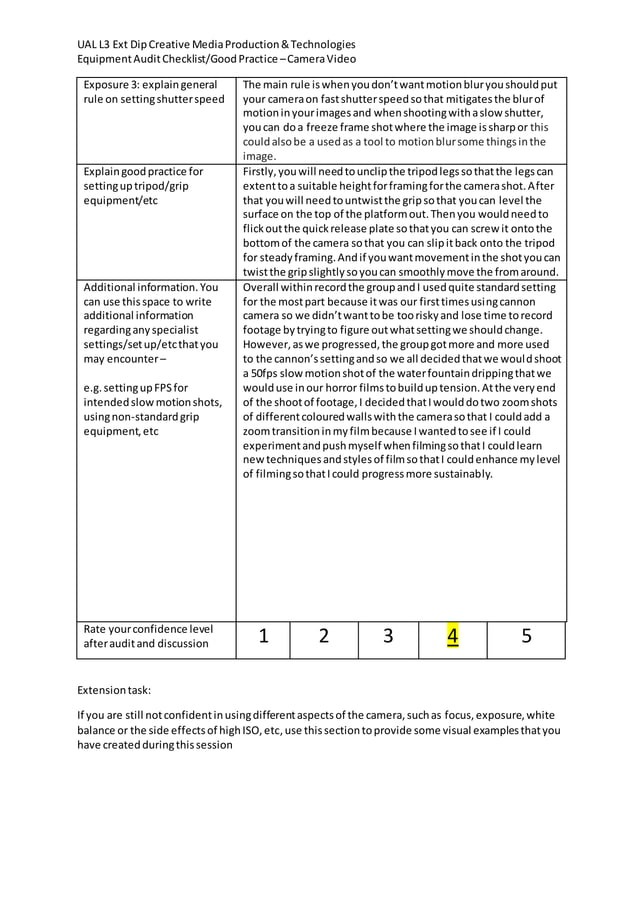 Dslr workshop camera audit form blank 2019 (1) | PDF