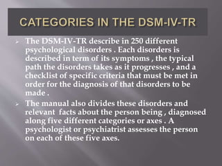 DIAGNOSTIC AND STATISTICAL MANUAL VERSION -IV TEXT VERSION | PPT