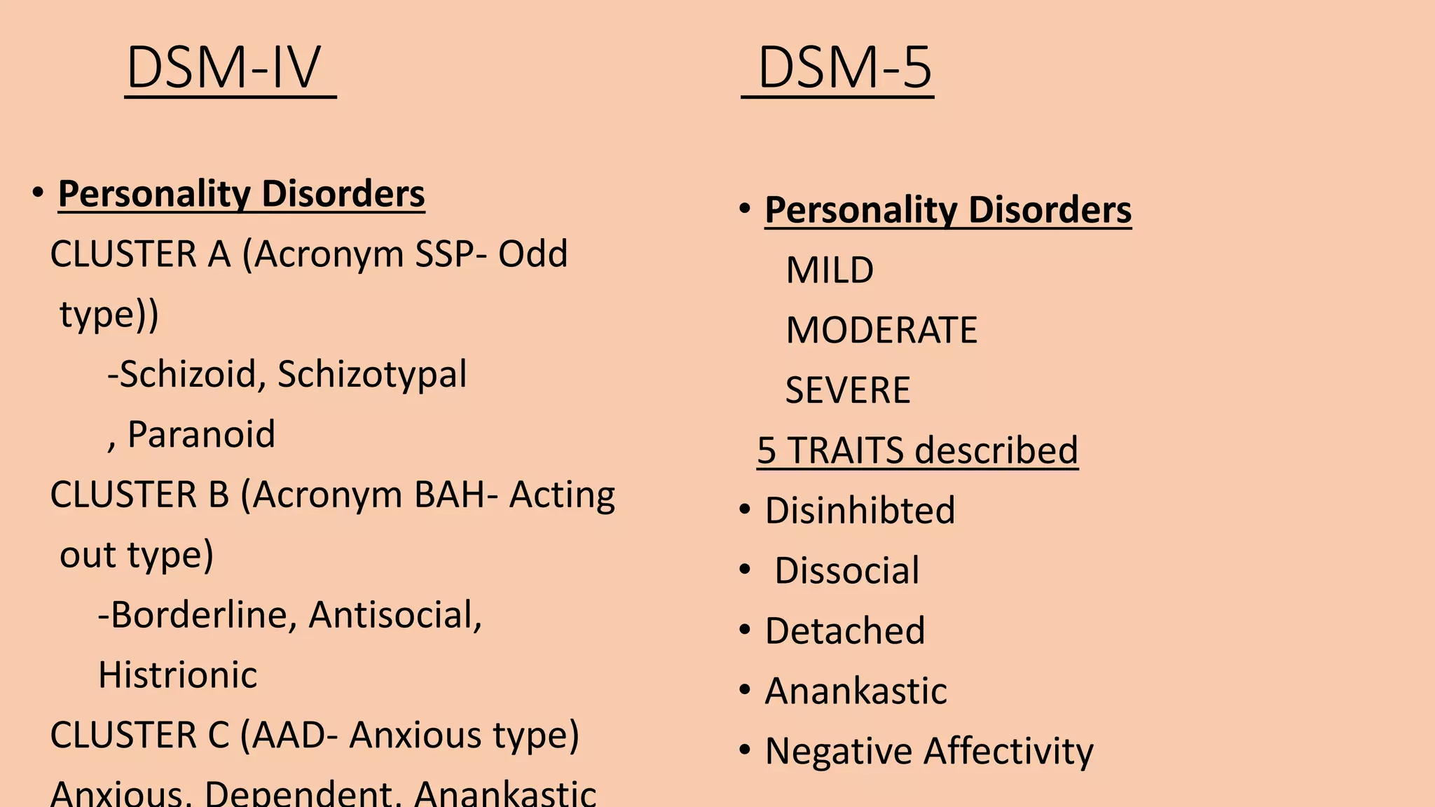 DSM IV & DSM-5 differences | PPTX