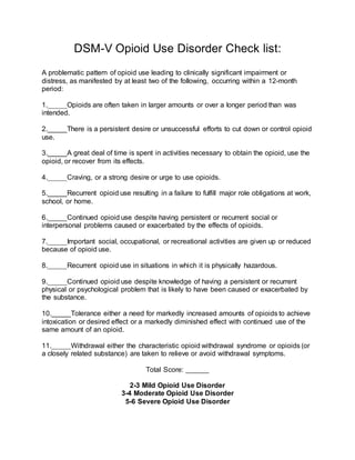 DSM-V OUD Checklist | DOCX