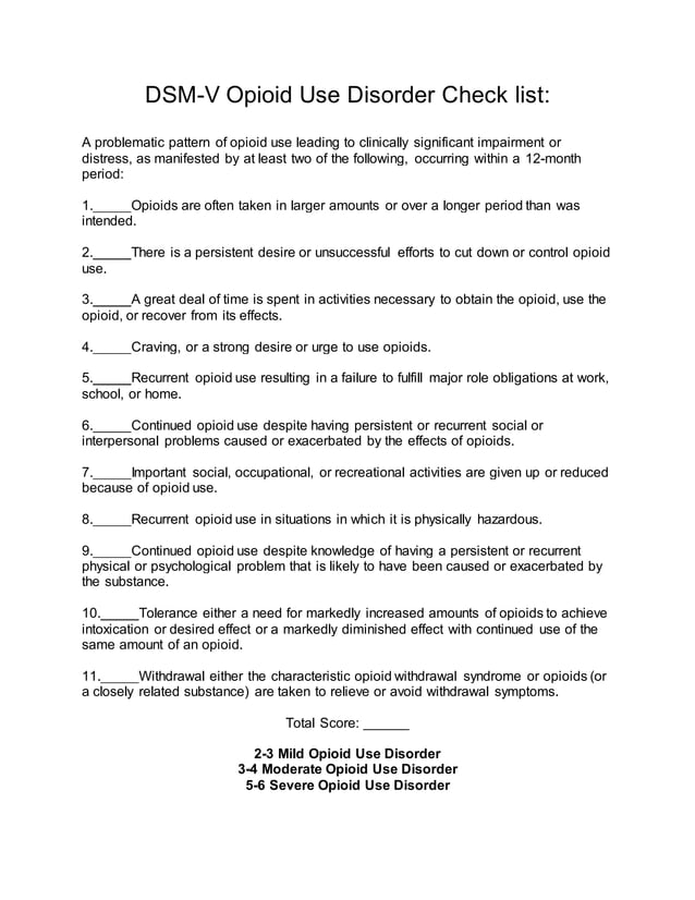 DSM-V OUD Checklist | DOCX