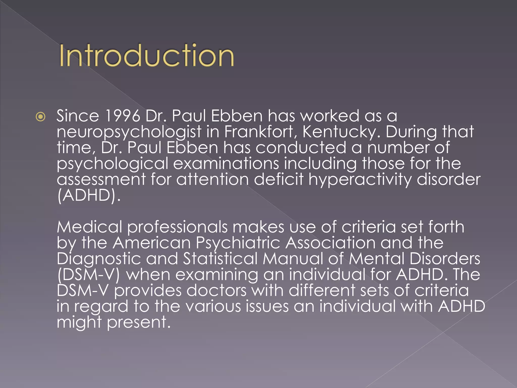 DSM-V Criteria for ADHD | PPTX