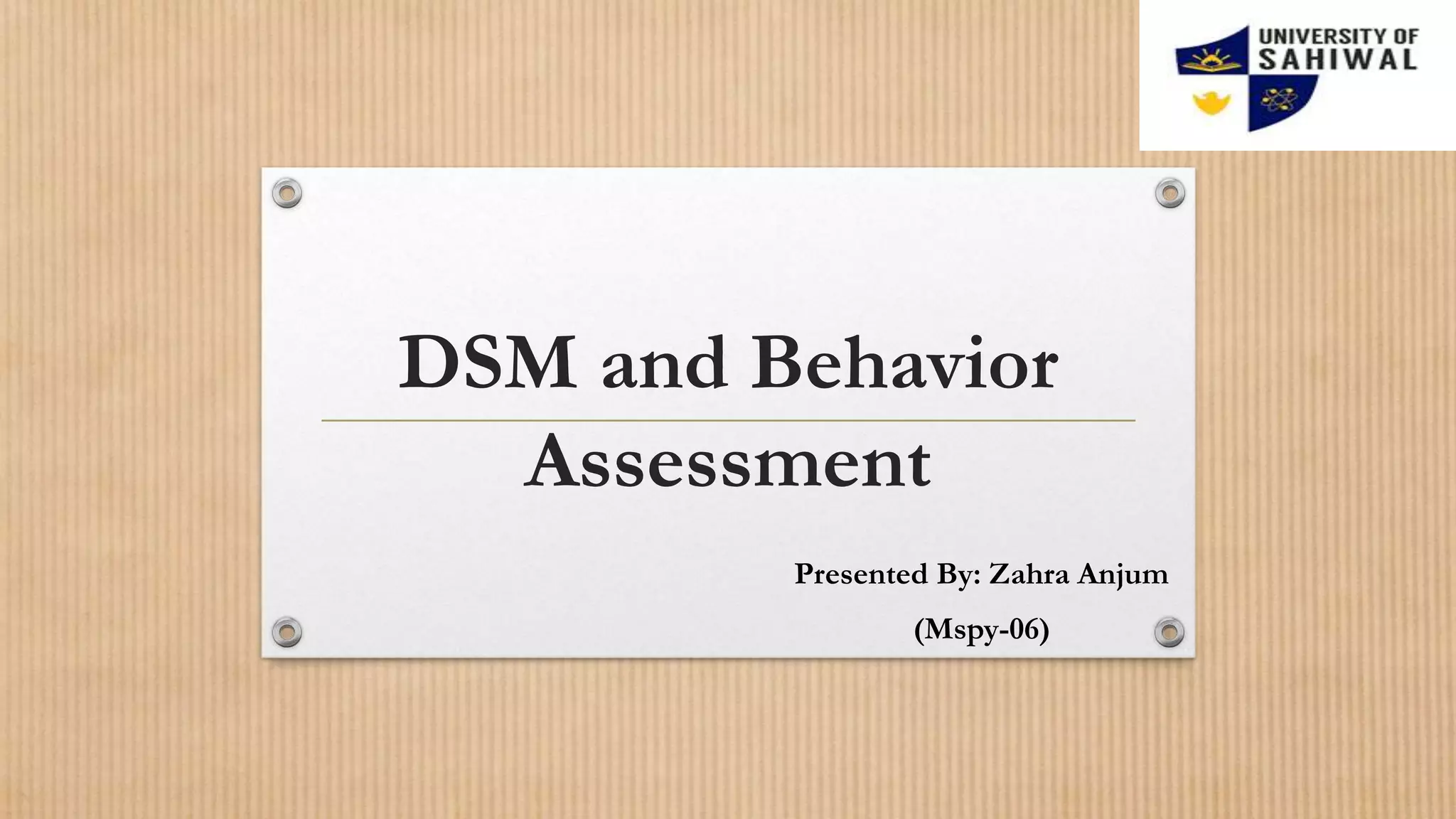 DSM and Behavior Assessment.pptx