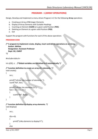 VTU DSA Lab Manual | PDF