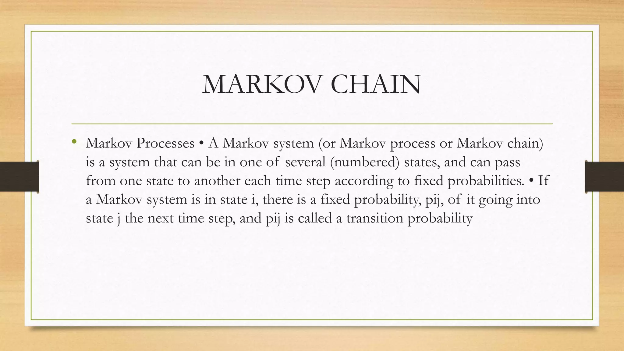 MARKOV CHAIN ANALYSIS IN AN ORGANISATION | PPT