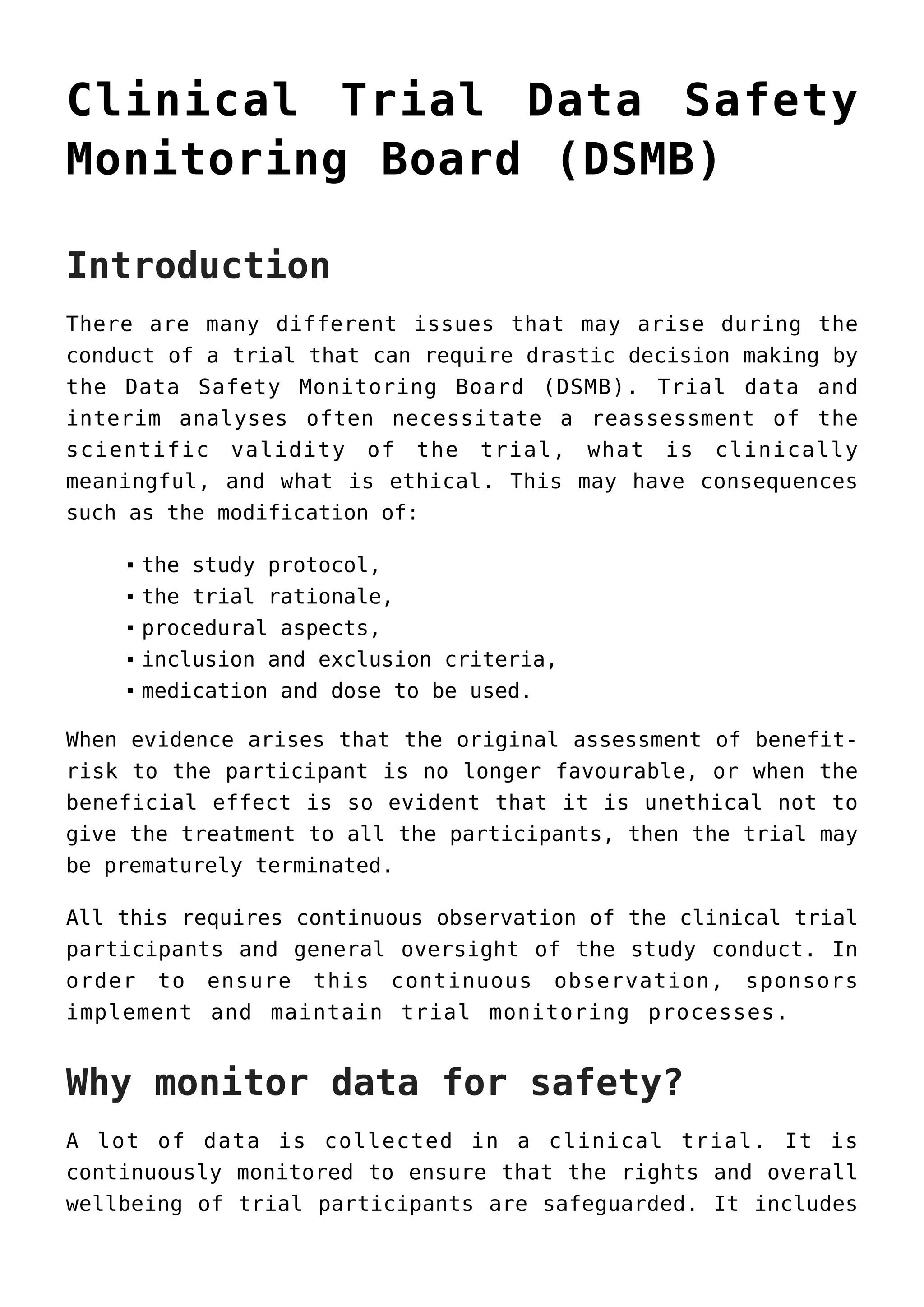 DATA SAFETY MONITORING BOARD | PDF