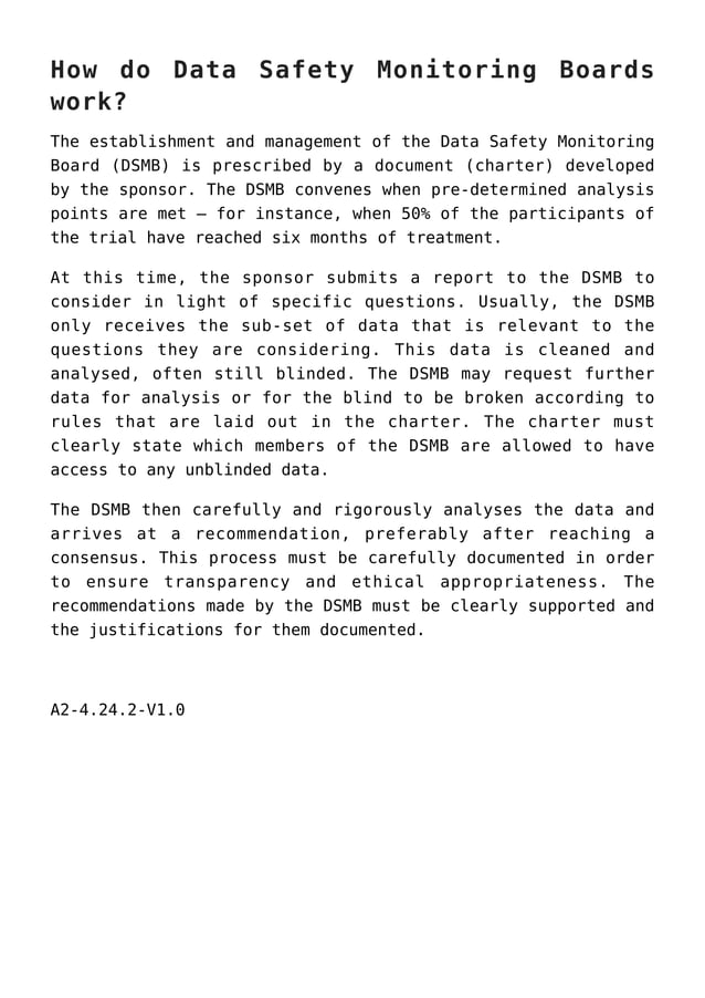DATA SAFETY MONITORING BOARD | PDF