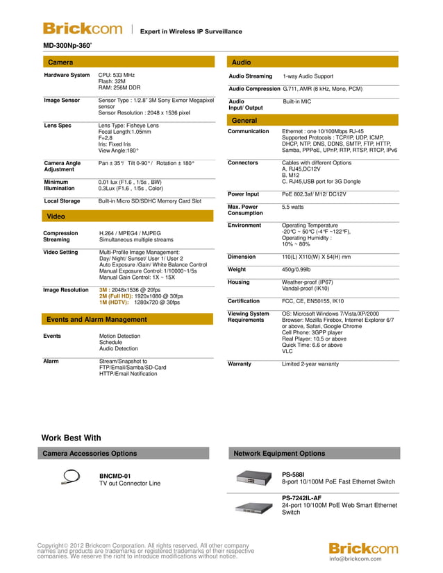 Brickcom md300-n-360 Info Tech Middle east Best Buy | PDF
