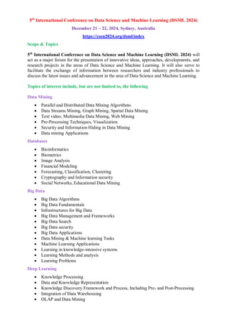 5th International Conference on Data Science and Machine Learning (DSML 2024) | PDF