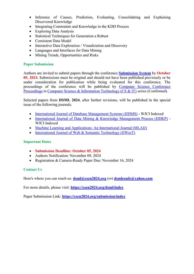 5 th International Conference on Data Science and Machine Learning ...