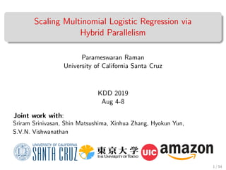 DS-MLR: Scaling Multinomial Logistic Regression via Hybrid Parallelism | PPT