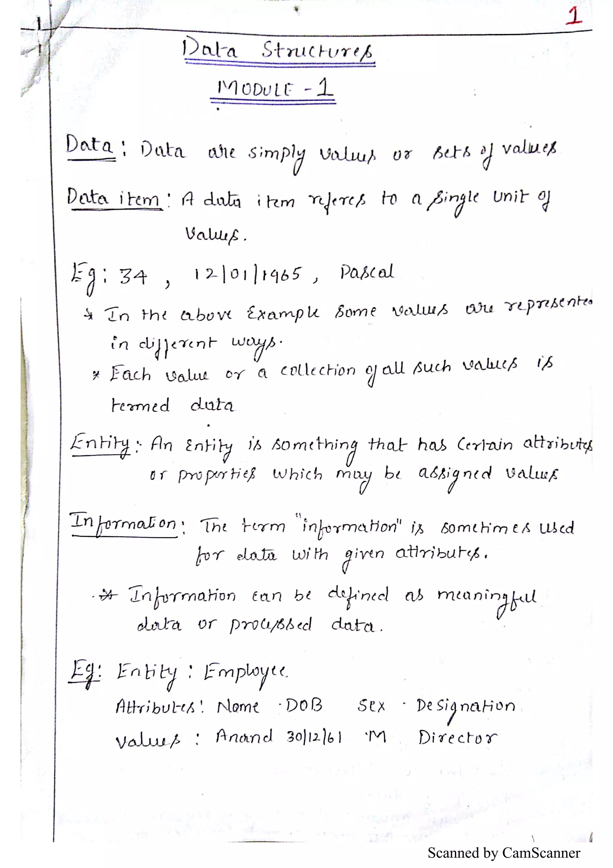 Data Structures module 1 notes | PDF Data Structures module 1 notes | PDF