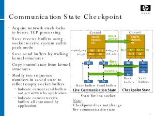 Cruz: Application-Transparent Distributed Checkpoint-Restart on Standard Operating Systems | PPT