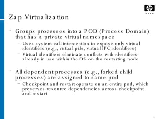 Cruz: Application-Transparent Distributed Checkpoint-Restart on ...