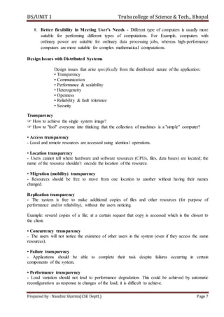 Distributed system notes unit I | DOCX