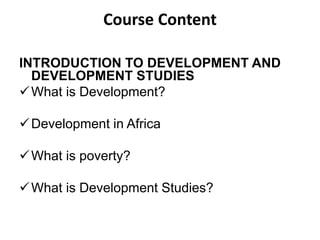 Development study notes | PPT