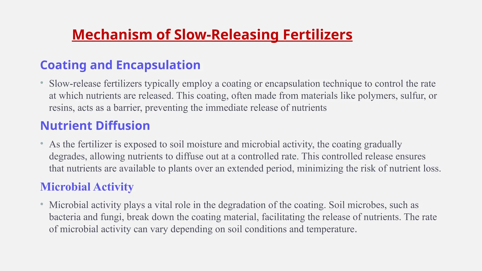Mechanism of Slow releasing fertilizers with crop yield improvement | PPTX