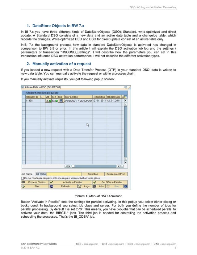 Dso Job Log And Activation Parameters Pdf Computing Technology And Computing