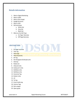 Dsom course structure | PDF