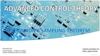Shannon's Sampling Theorem | PPTX